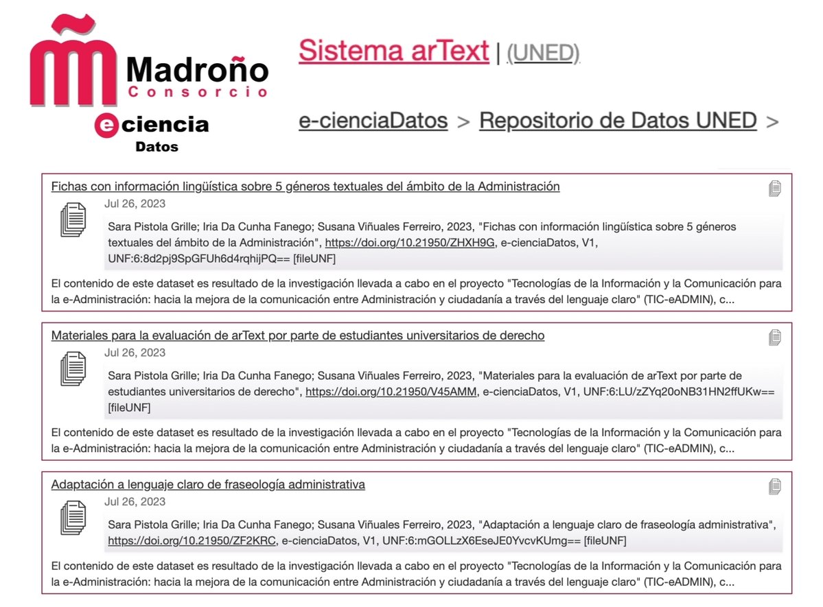 El sistema arText en el repositorio de datos eCiencia del Consorcio ...