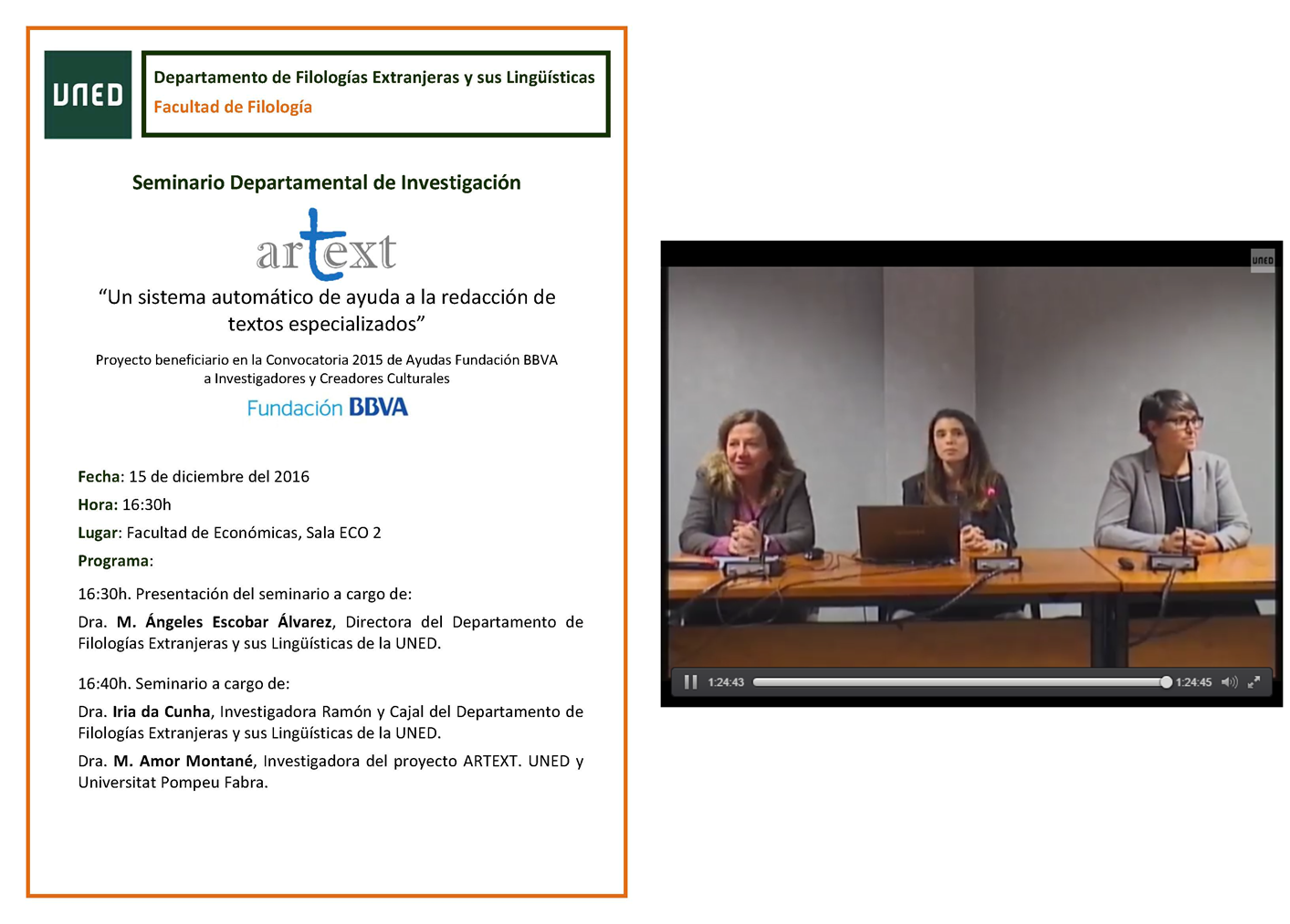 Presentación de arText en la UNED (Madrid)